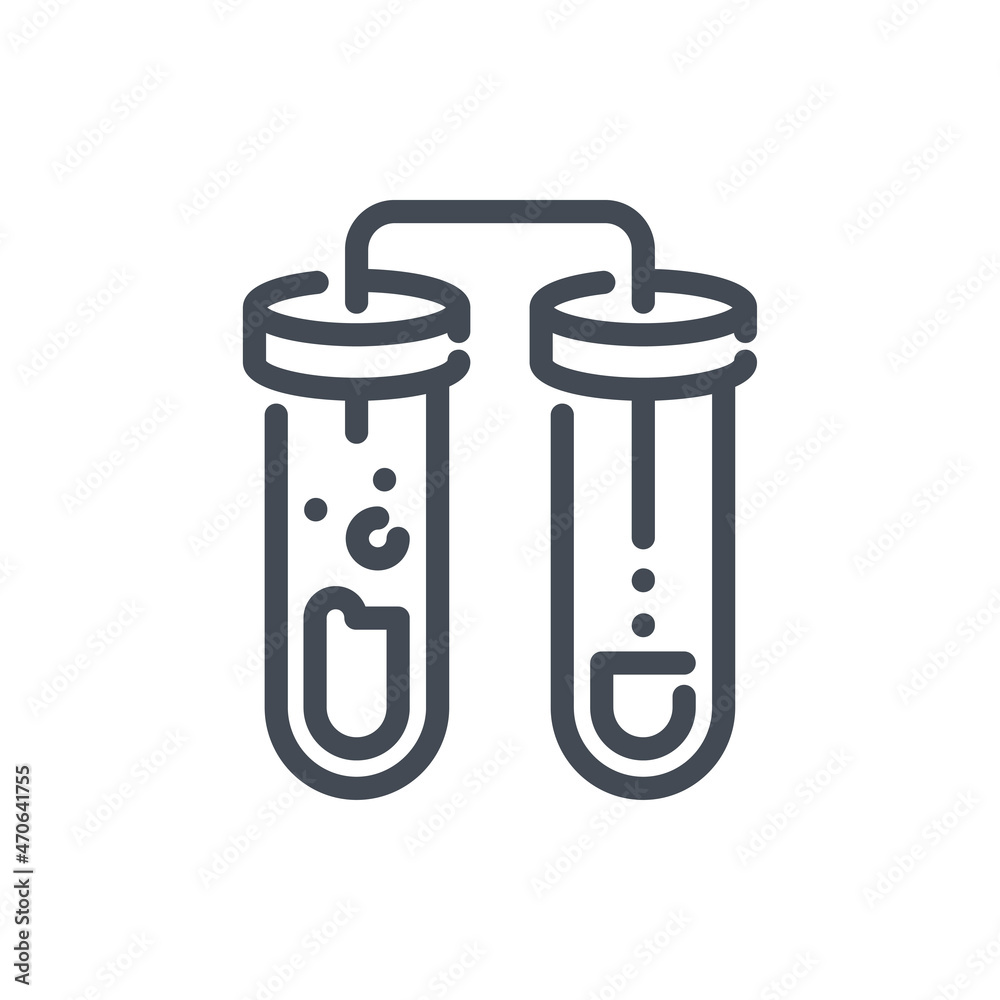 Distillation process from test tubes with liquid line icon. Chemical ...