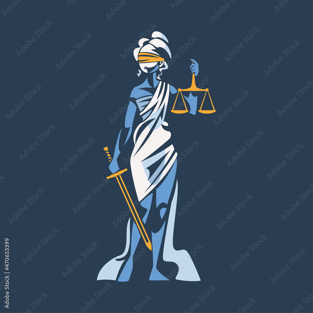 Themis as Ancient Greek Goddess and Lady Justice with Blindfold Holding ...