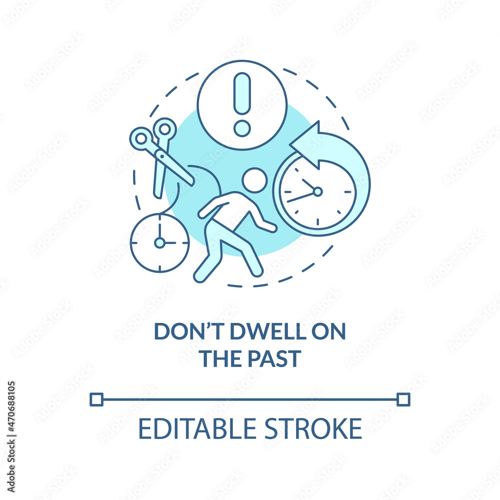 Stop dwelling on past concept icon. Recalling old failures. Bad ...