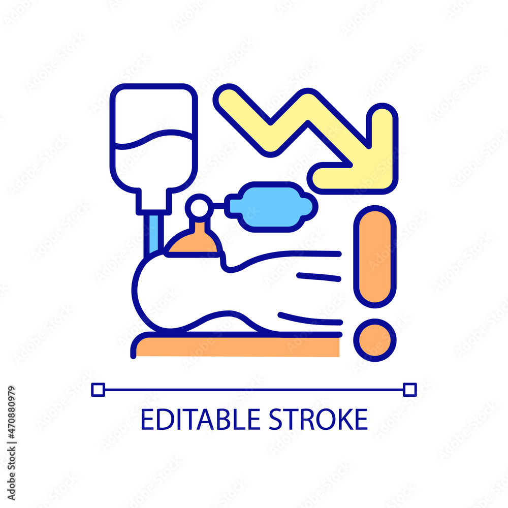 Critical condition RGB color icon. Intermittent mandatory ventilation ...