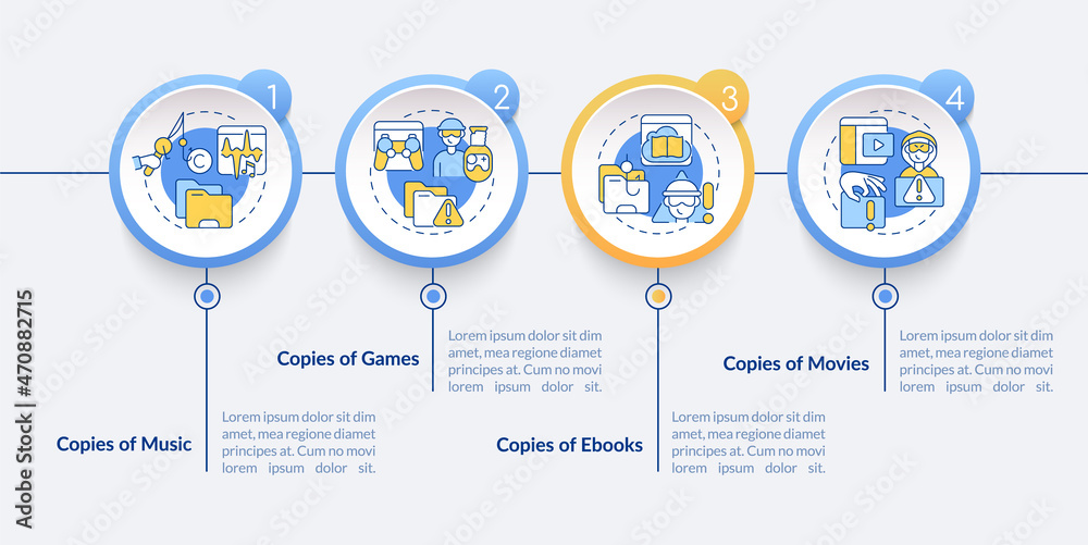Copyright infringement vector infographic template. Copies of music ...