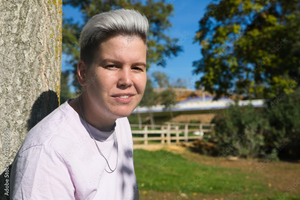 gender non-binary and androgynous person doing different postures and ...