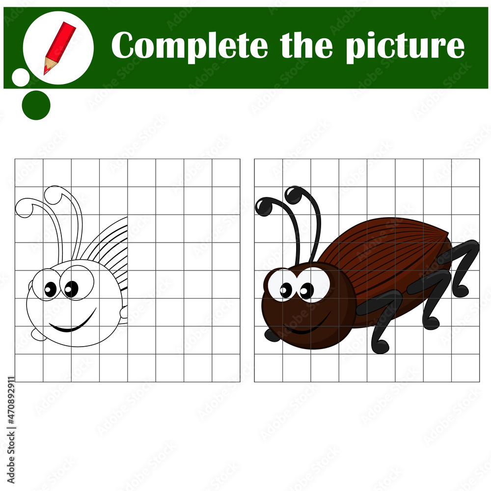 Copy the grid game, complete the educational game for kids. Printable ...