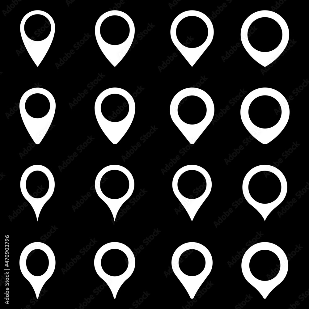 Map marker icons. Geotargeting pin for maps in different shapes. Vector ...