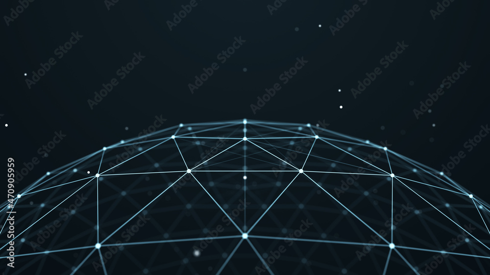 Sphere of particles and lines. Futuristic digital technology. Network ...