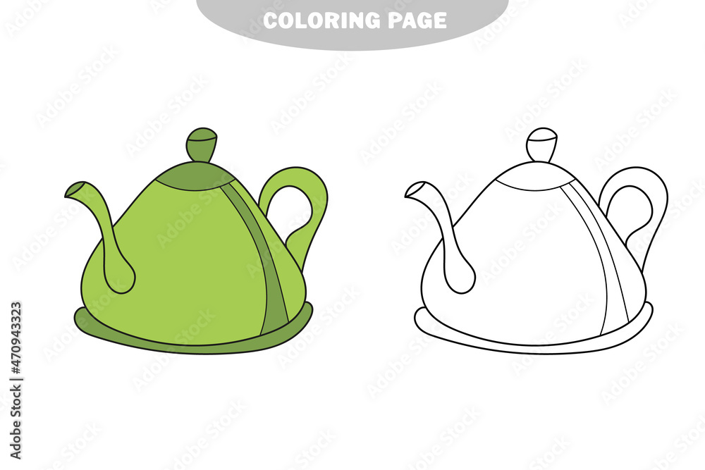 Simple coloring page. Kettle to be colored, the coloring book for ...