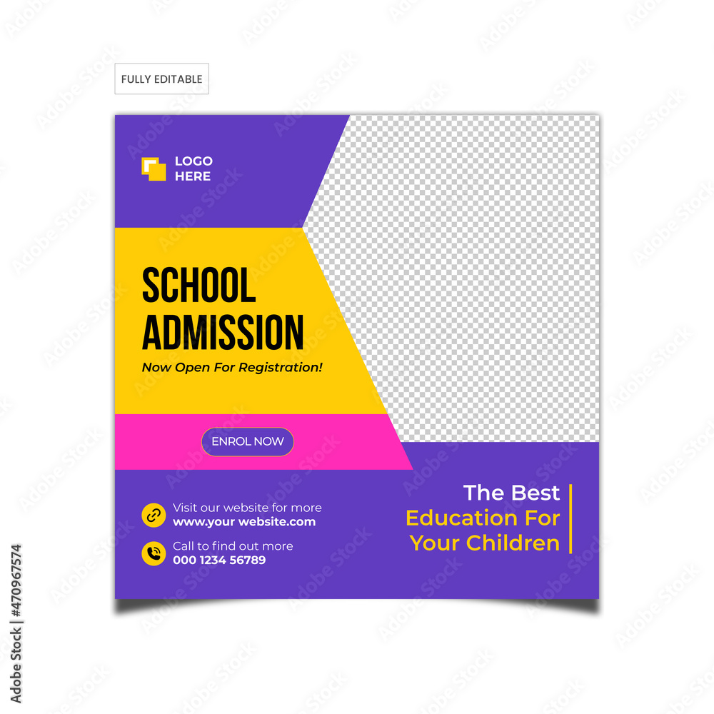 School admission social media post template. Junior and senior high ...