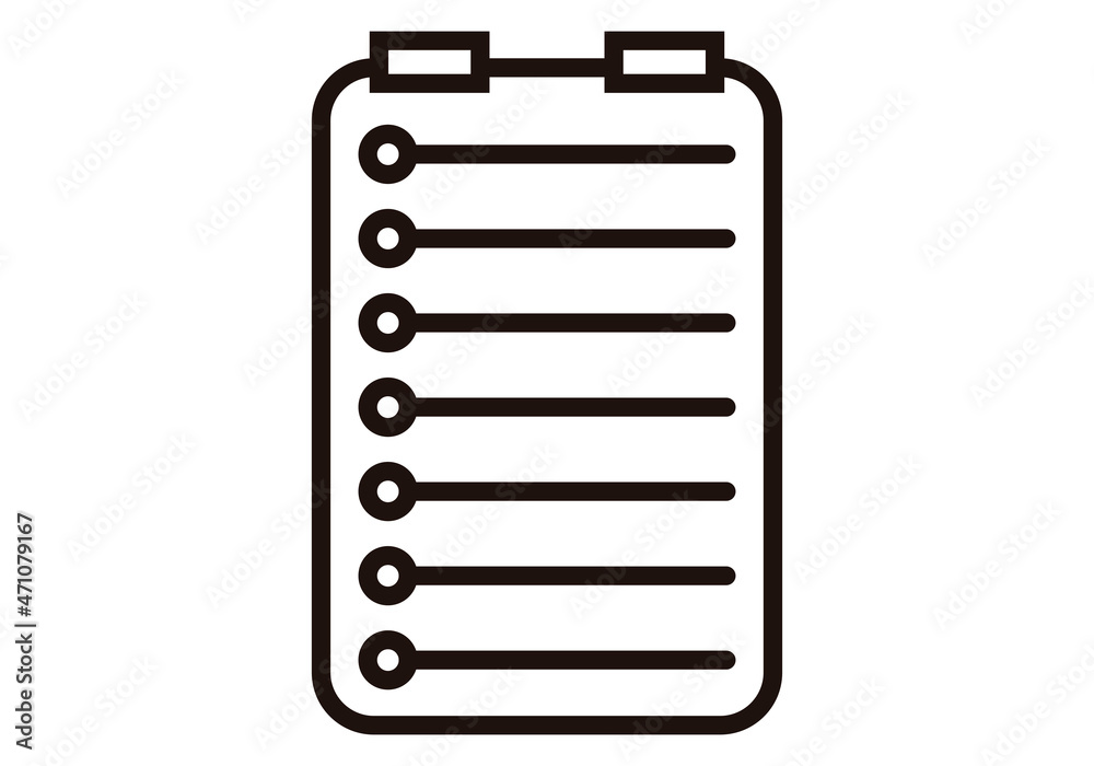 Icono negro de listado en fondo blanco. Stock Vector | Adobe Stock