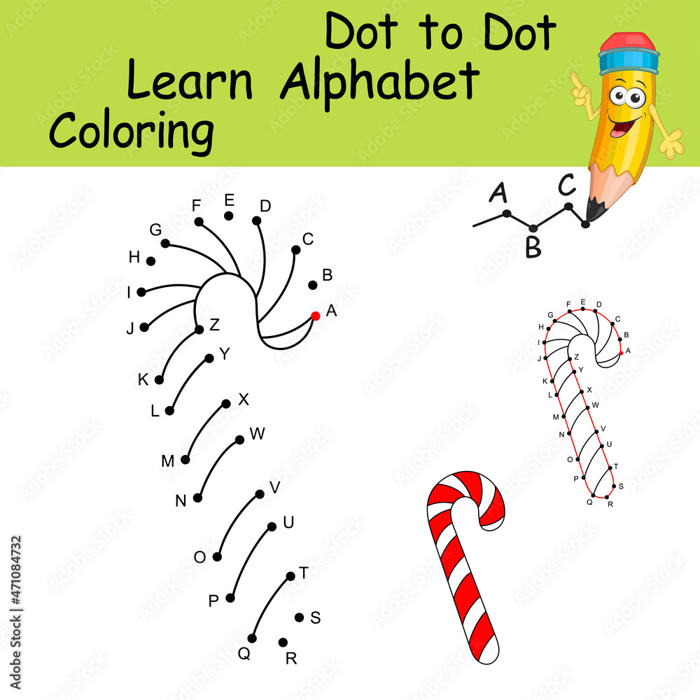 Vektor Christmas candy cane. Learning uppercase letters of the English ...