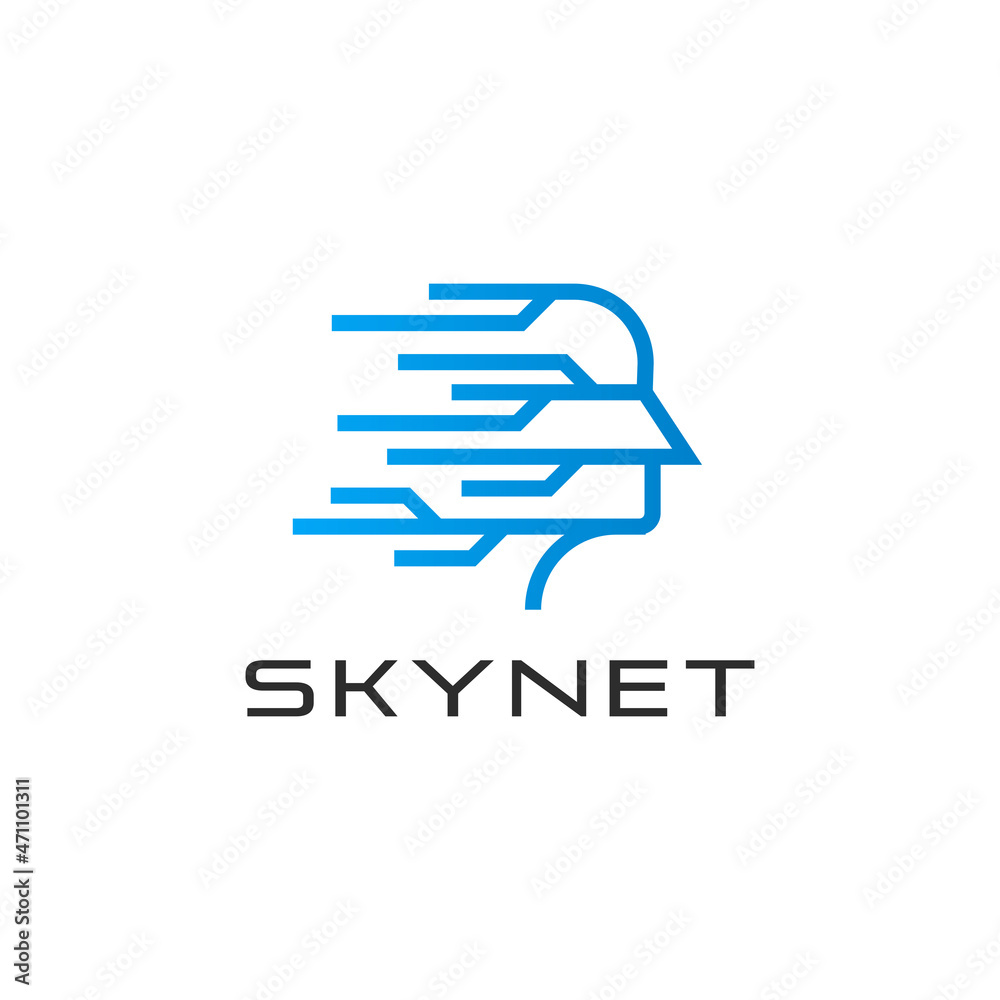 Artificial Intelligence logo design. Human Face with Digital Technology ...
