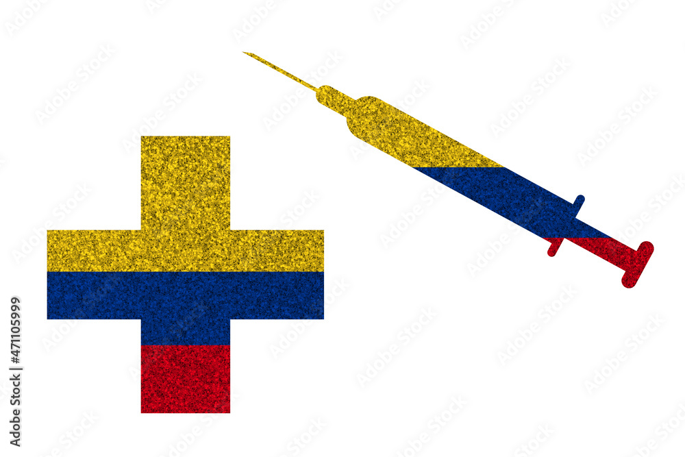 Countries of the world. Syringe and plaster. Vaccination in Colombia ...