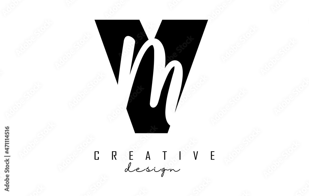 Letters VM logo with a minimalist design. Letters V and M with ...