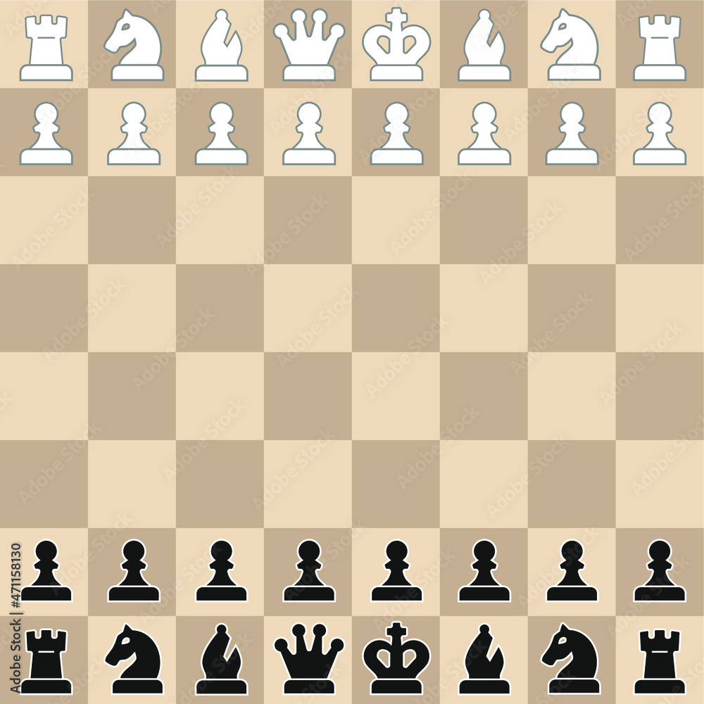 Chess pieces on traditional chess board color Stock Vector | Adobe Stock