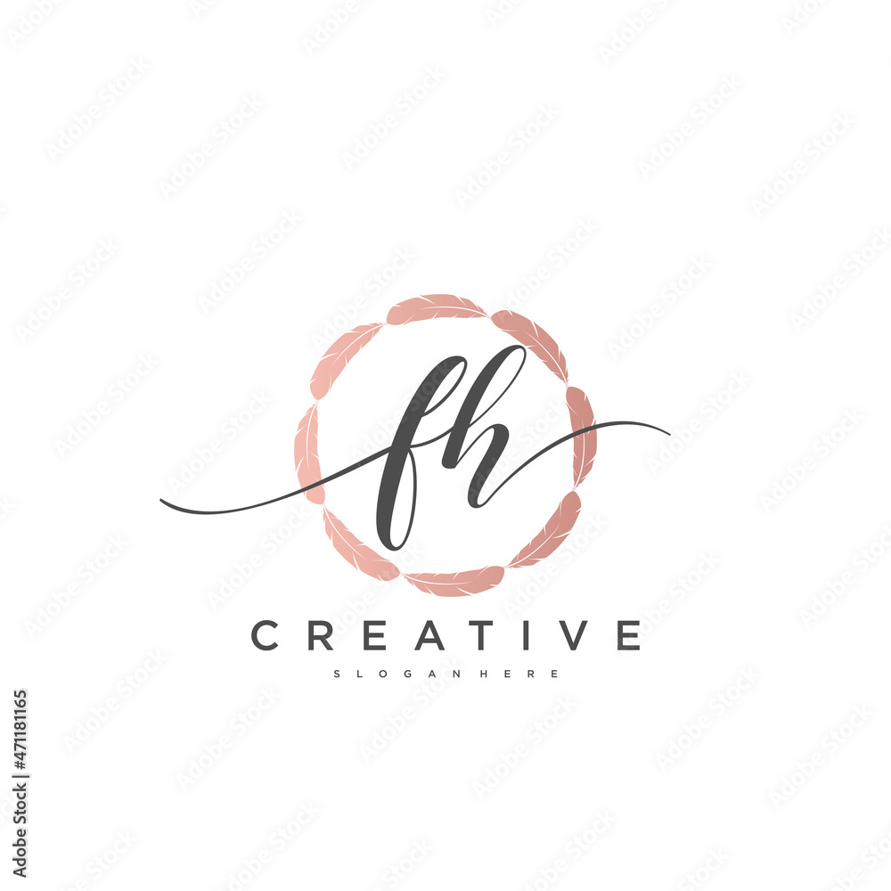 FH Initial Letter handwriting logo hand drawn template vector, logo for ...