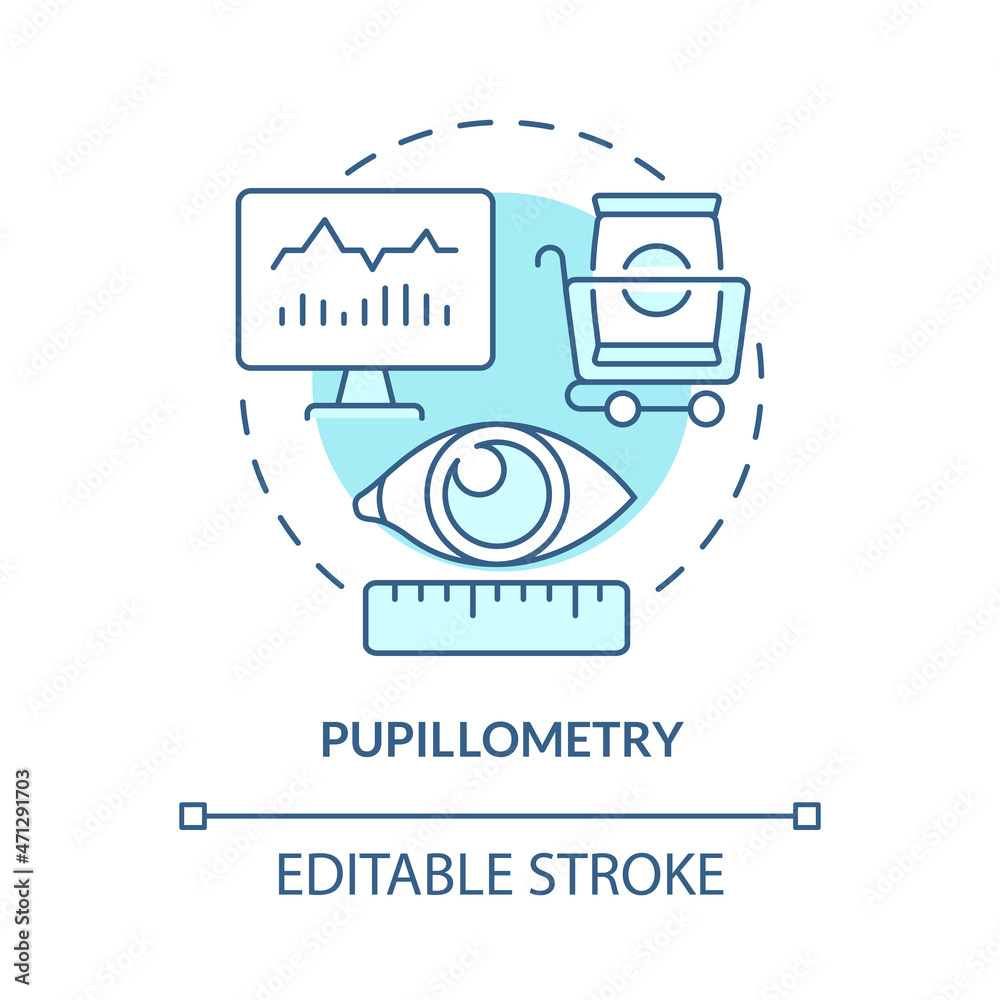 Pupil measurement concept icon. Visual activity detection. Eye reaction ...