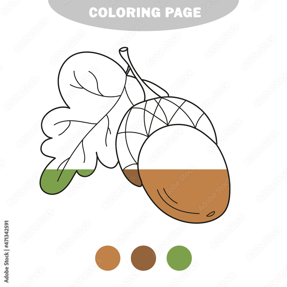 Simple coloring page. Acorn - coloring page, game for children, kids ...