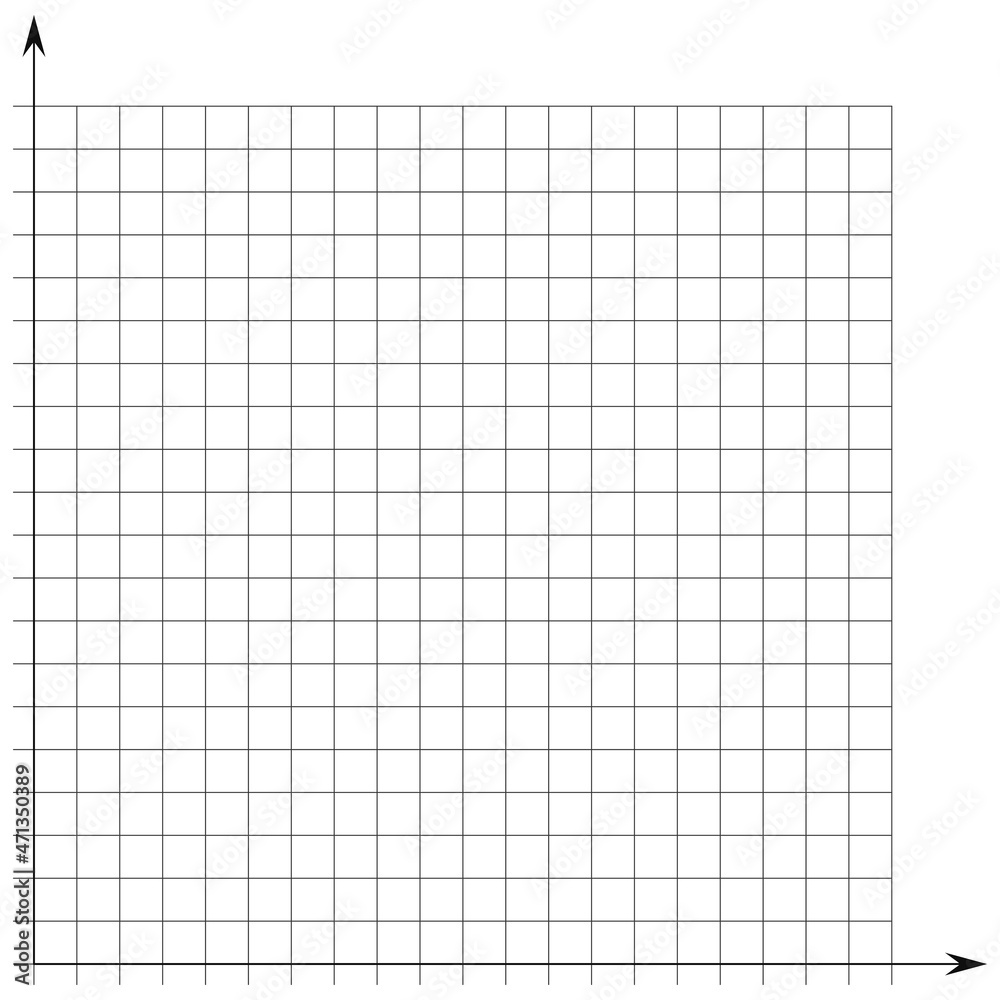 Grid paper. Mathematical graph. Cartesian coordinate system with x-axis ...
