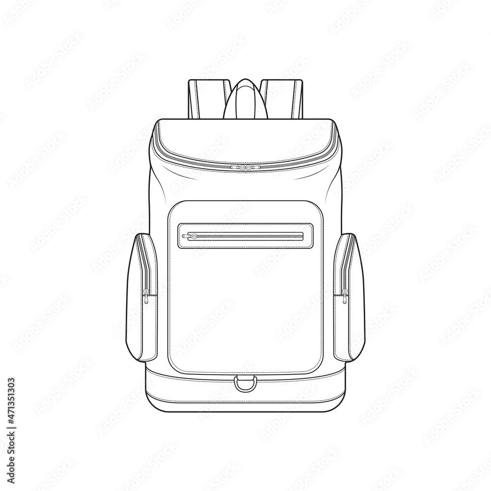 Backpack outline drawing vector, Backpack in a sketch style, trainers ...