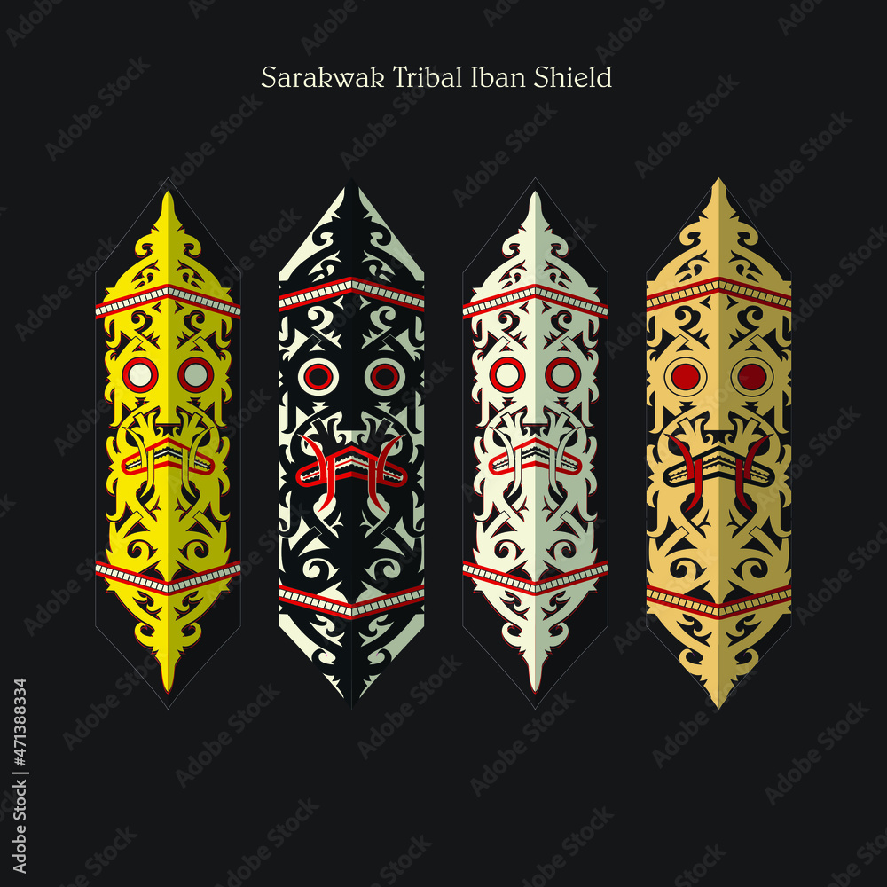 Borneo Sarawak, Iban Tribal Shield motif. Also called Perisai Sarawak ...
