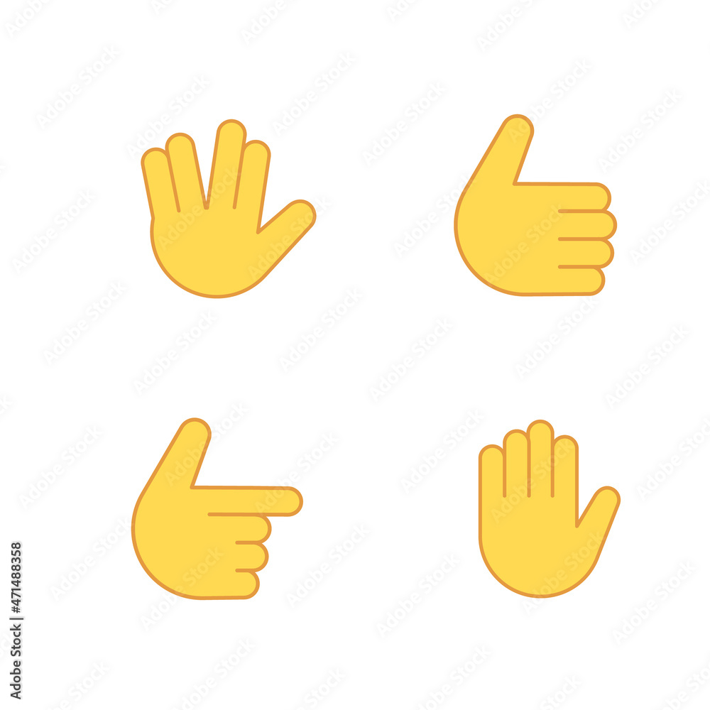 Emoji hands raised finger icon. Emoticon vector hand gesture thumb up ...