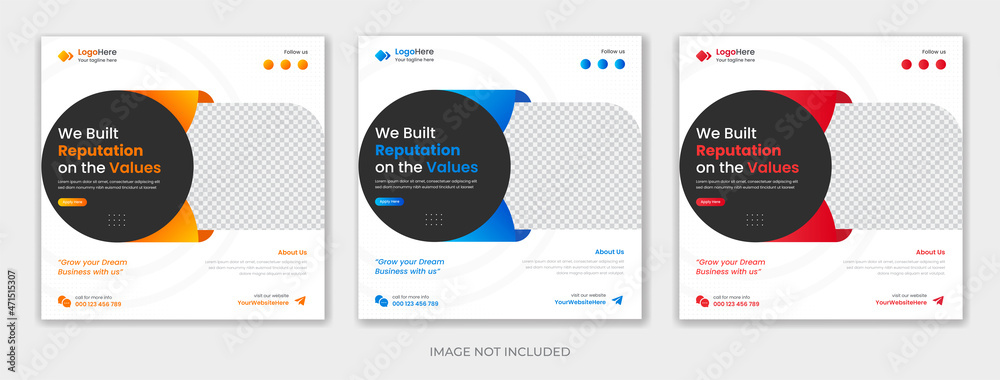Creative Social media post template, with round shapes banner Instagram ...