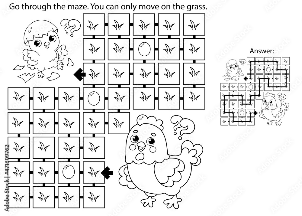 Maze or Labyrinth Game. Puzzle. Coloring Page Outline Of cartoon ...