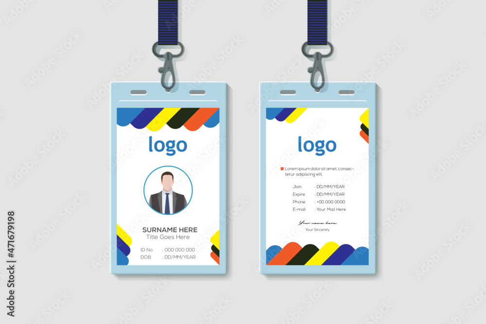 Technology Creative Shape Office Vertical Double-sided ID Card Design ...