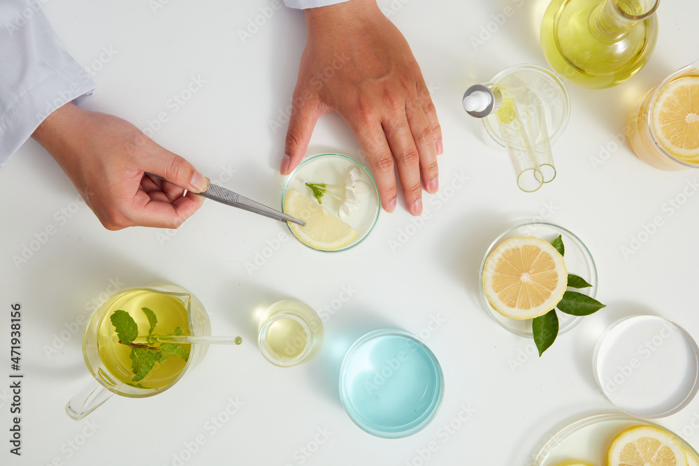 White Background with a doctor for Biological experiment presentation ...