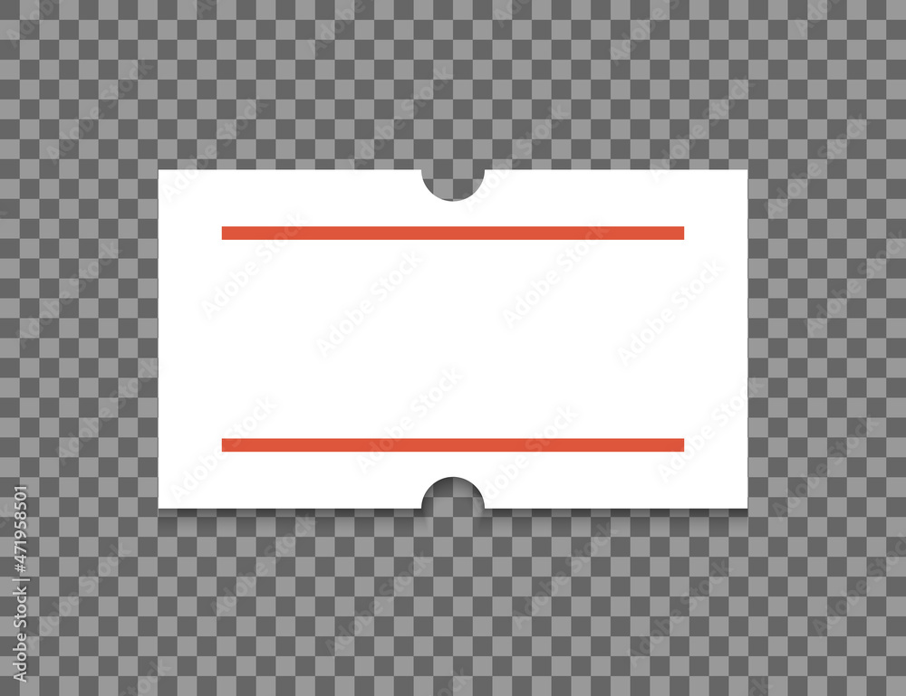 Self-adhesive paper price tag with two red stripes. Blank price label ...
