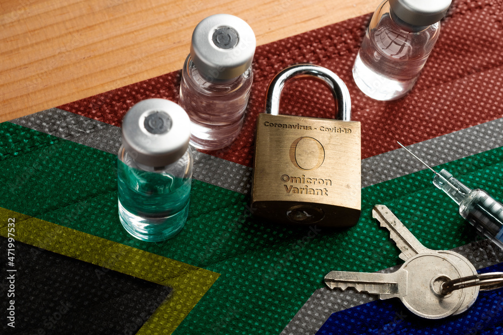 Omicron (or South African) coronavirus covid-19 variant concept: a lock ...