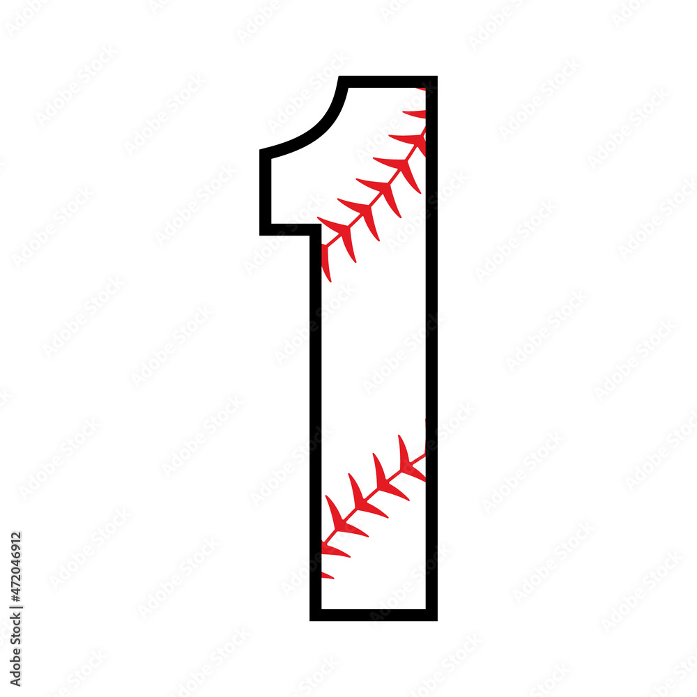 Baseball number 1 icon. Clipart image isolated on white background ...