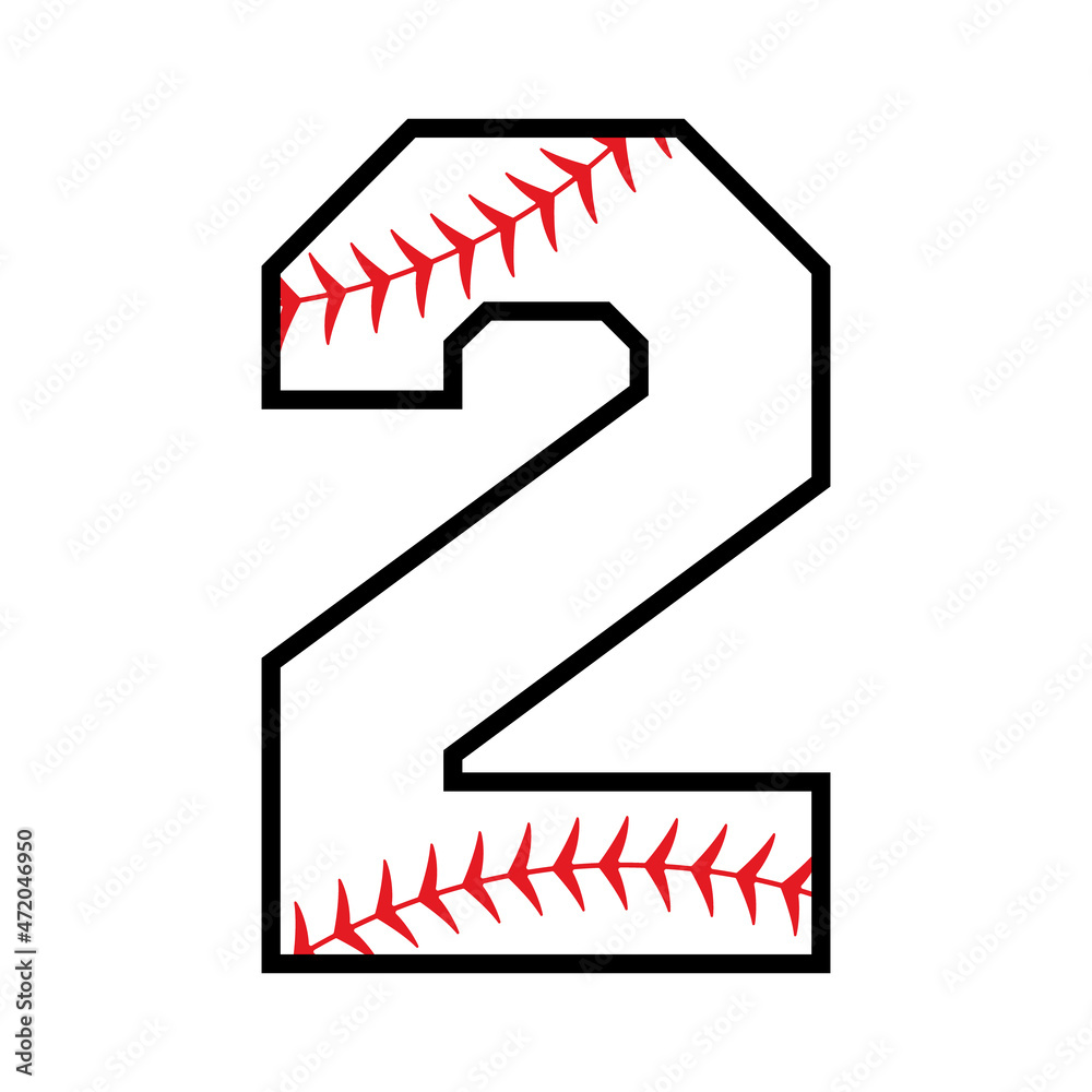 Baseball number 2 icon. Clipart image isolated on white background ...