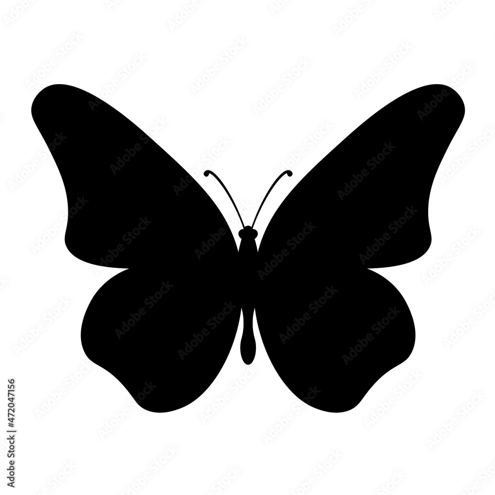 Butterfly black icon. Clipart image isolated on white background Stock ...