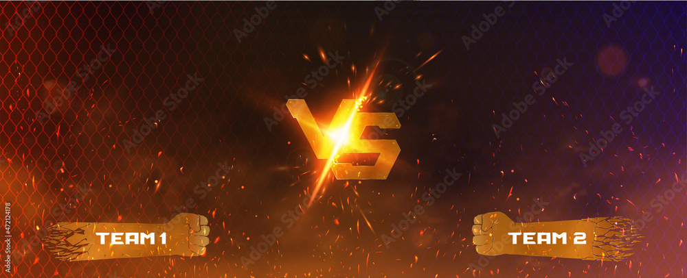 Dark Versus Battle Banner in concept fighting. MMA, fight night, boxing ...