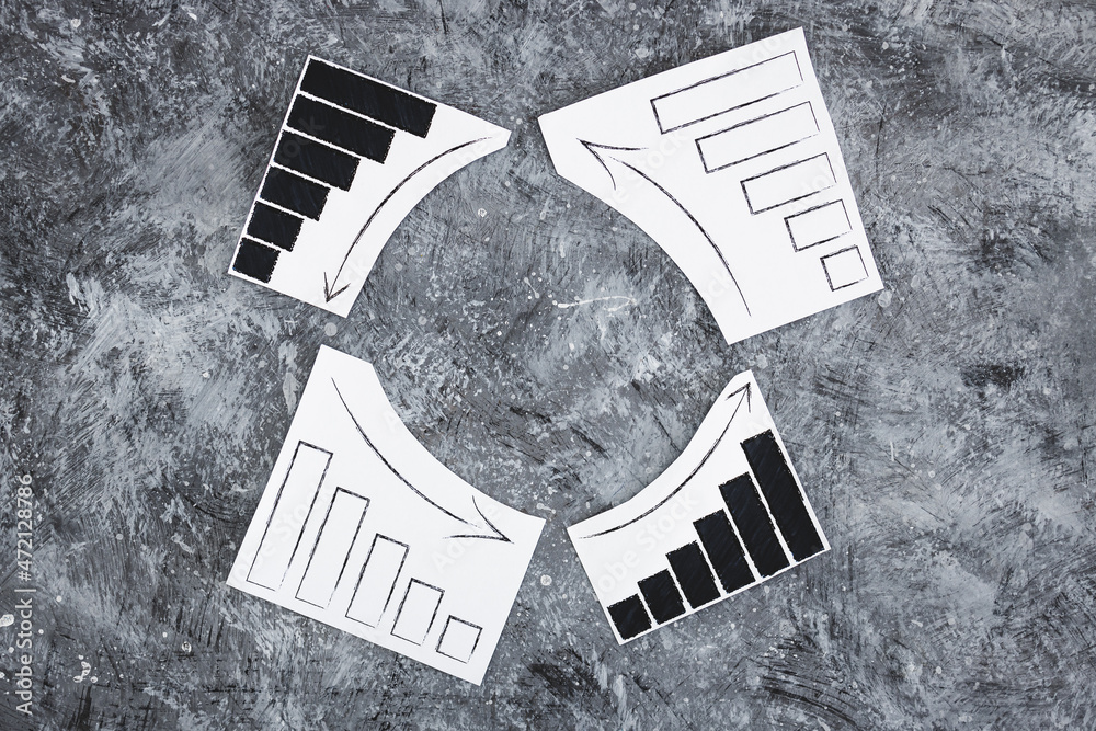 financial markets or money and investments, charts showing upward and ...