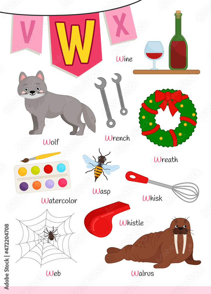 English alphabet with cartoon cute children illustrations. Kids ...
