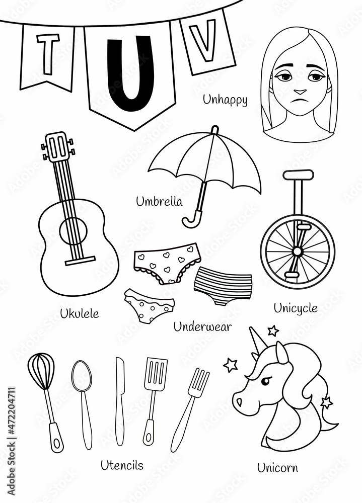 English alphabet with cartoon cute children illustrations. Kids ...