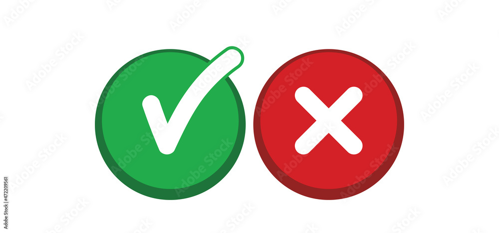 Check mark choice icons. Tick and x, confirm and deny circle icon ...