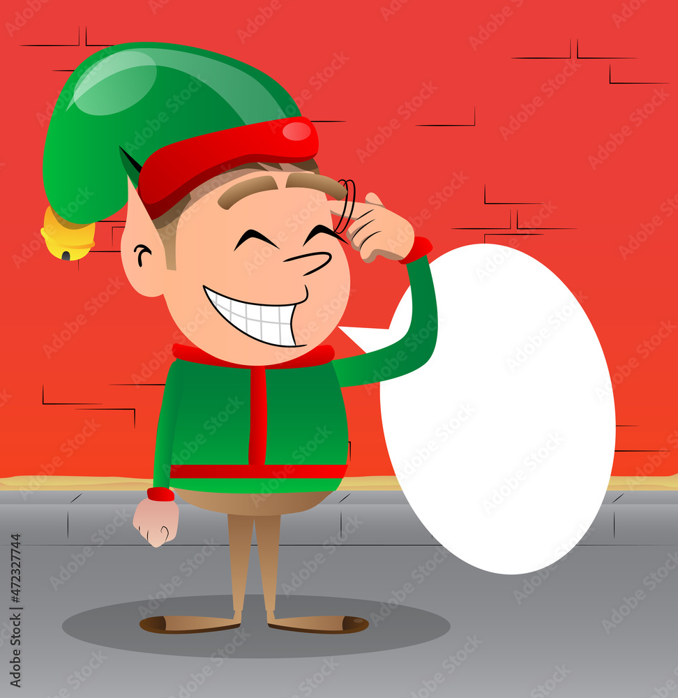 Christmas Elf shows a you're nuts gesture by twisting his finger around ...