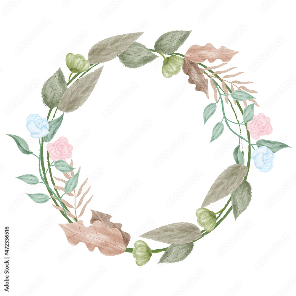 watercolor design flower ring frame vector Stock Vector | Adobe Stock