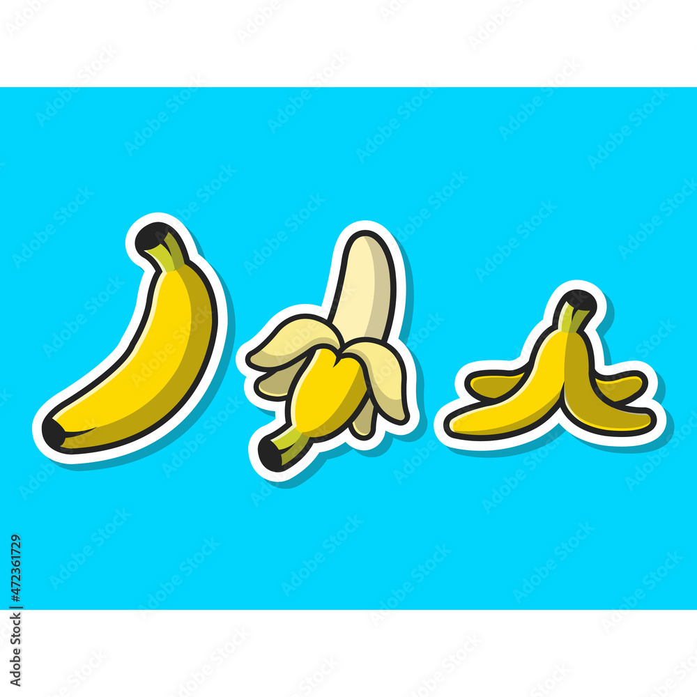 Banana Set Fruit Cartoon Vector Icon Illustration. Food Object Icon ...