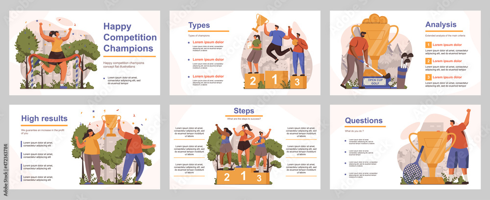 Happy competition champions concept for presentation slide template ...
