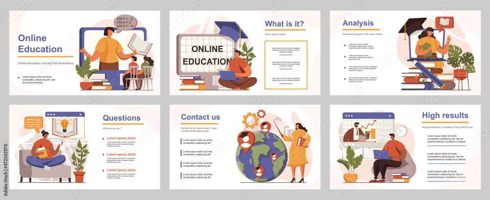 Vector de Stock Online education concept for presentation slide ...