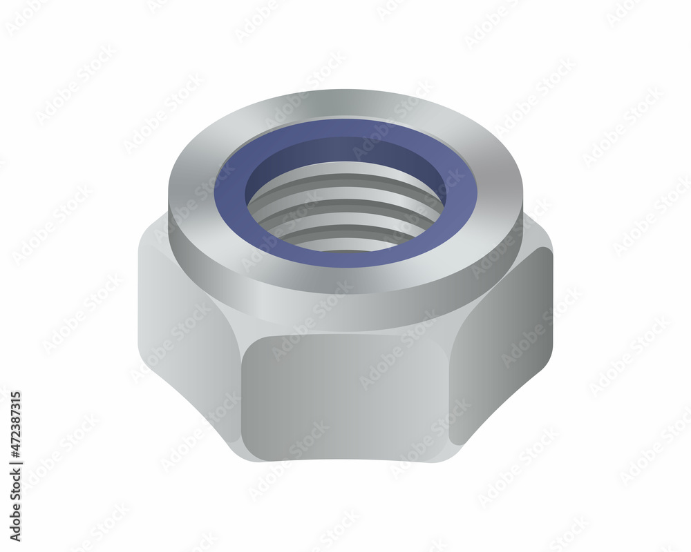 Isometric vector illustration steel nut isolated on white background ...