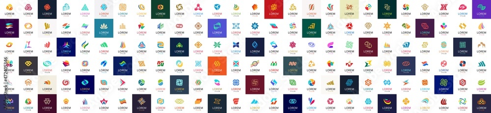 Abstract logos collection. Geometric abstract logos. Icon design Stock ...
