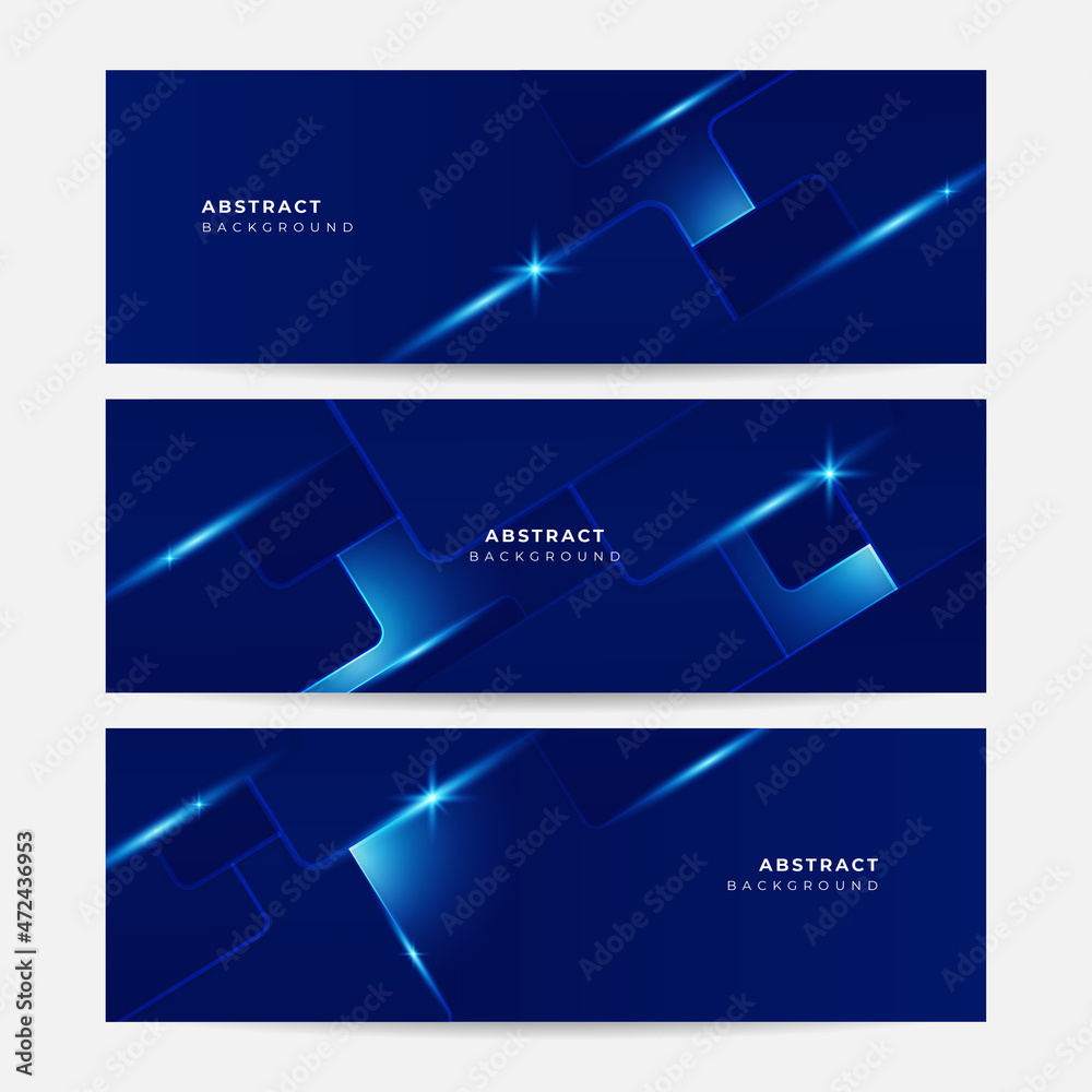 Set of modern dark navy blue banner background. Vector abstract graphic ...