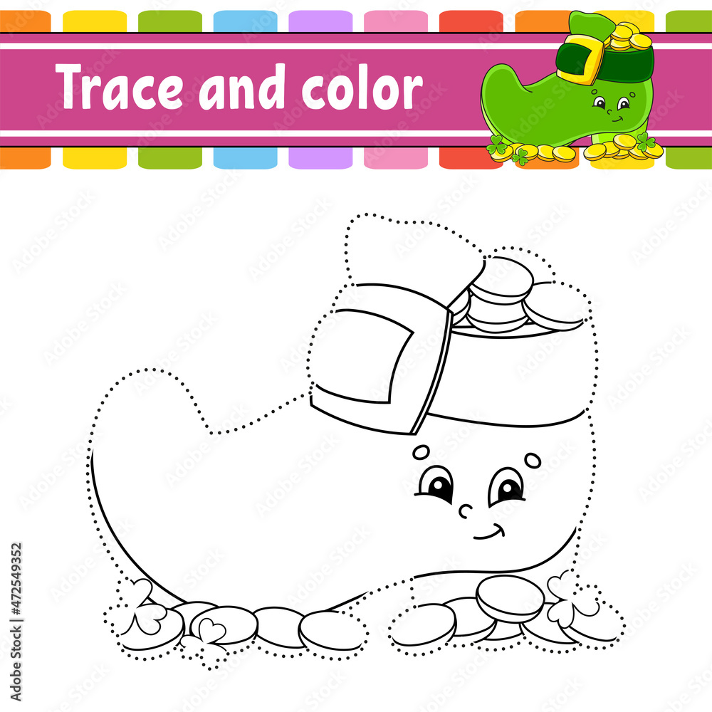 Trace and color. Coloring page for kids. Handwriting practice. St ...