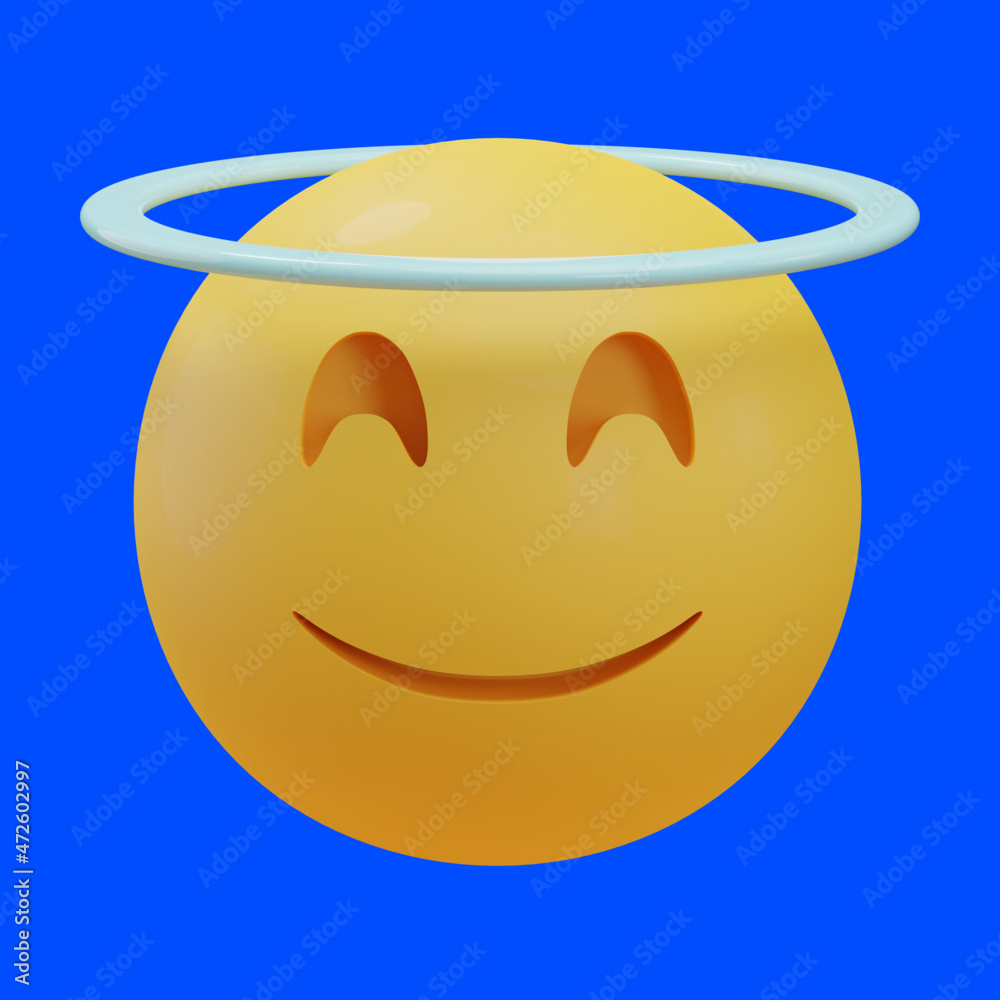 angel face emoji 3d illustration Stock Vector | Adobe Stock
