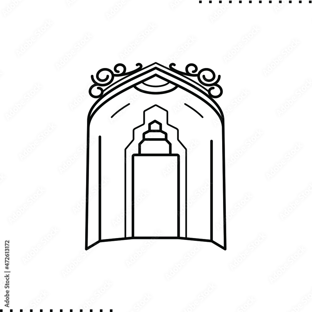 Islamic architecture, Mihrab in the mosque, direction to Mecca vector ...