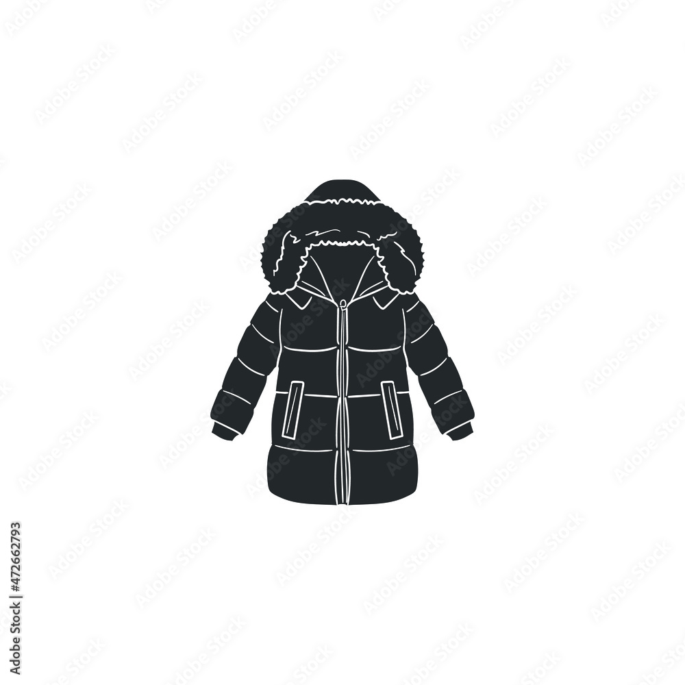Jacket Icon Silhouette Illustration. Winter Wear Vector Graphic ...